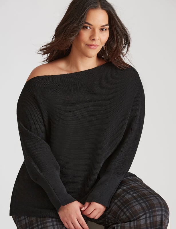 Womens Autograph Knitwear Off The Shoulder Rib Jumper - Plus Size