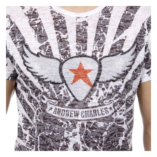 Andrew Charles Mens T-Shirt Short Sleeves Round Neck Black CALEB