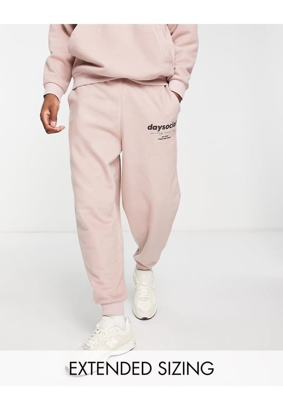 ASOS Daysocial co-ord relaxed joggers in polar fleece with logo ...