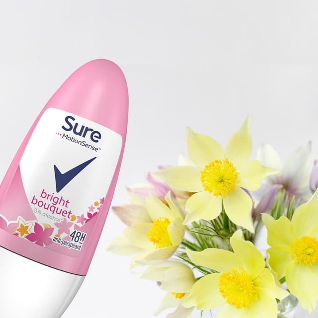 Sure Women Motion Sense Deodorant Roll-On, Bright Bouquet, 12 Pack, 50ml