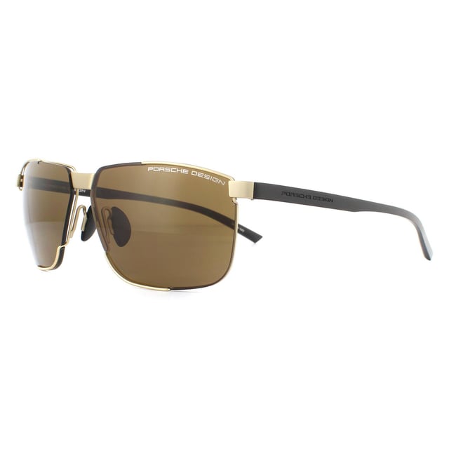 Porsche Design Rimless Mens Gold Brown Sunglasses