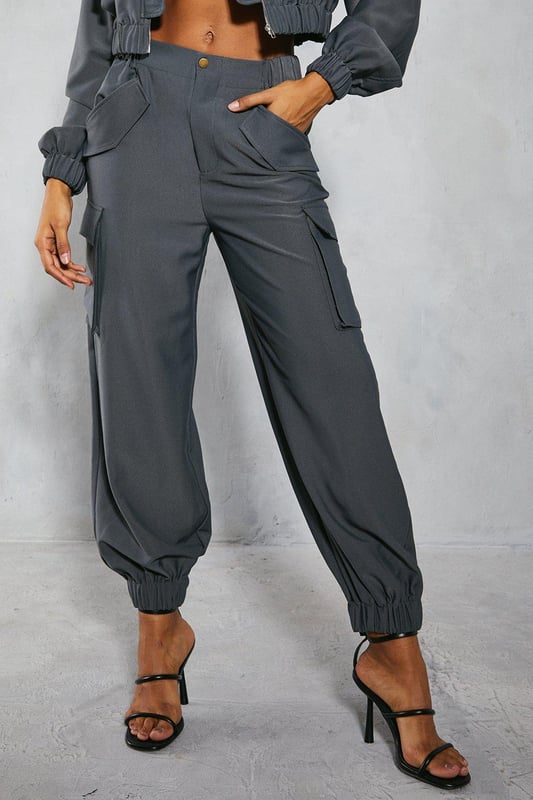 Tailored Multi Pocket Cargo Cuffed Trousers