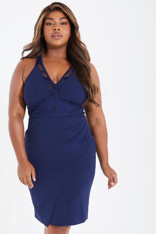 Curve Navy Lace Midi Dress