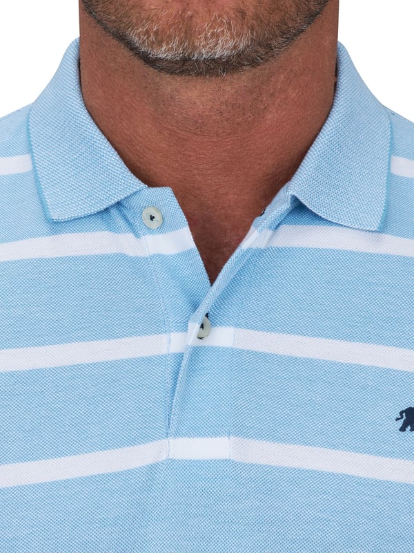 Birdseye Stripe Polo - Mid Blue