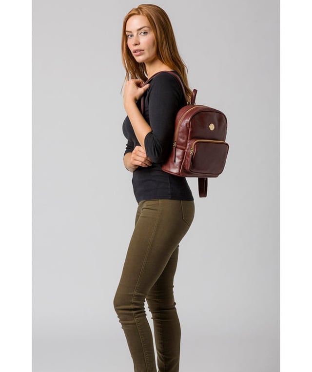 'Cora' Chestnut Leather Backpack