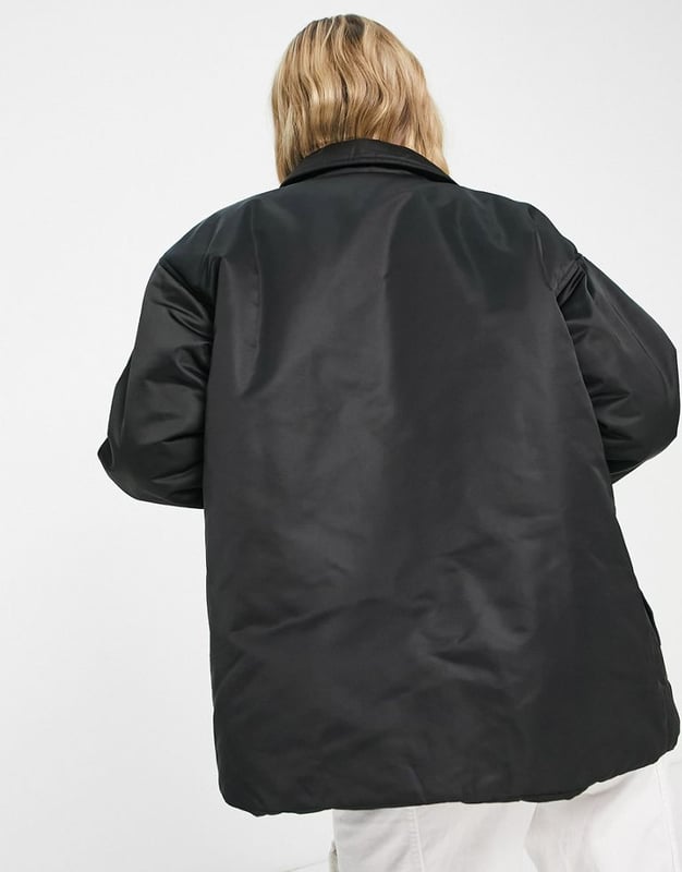 JJXX oversized nylon padded bomber jacket in black