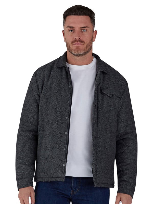 Quilted Herringbone Jacket - Grey