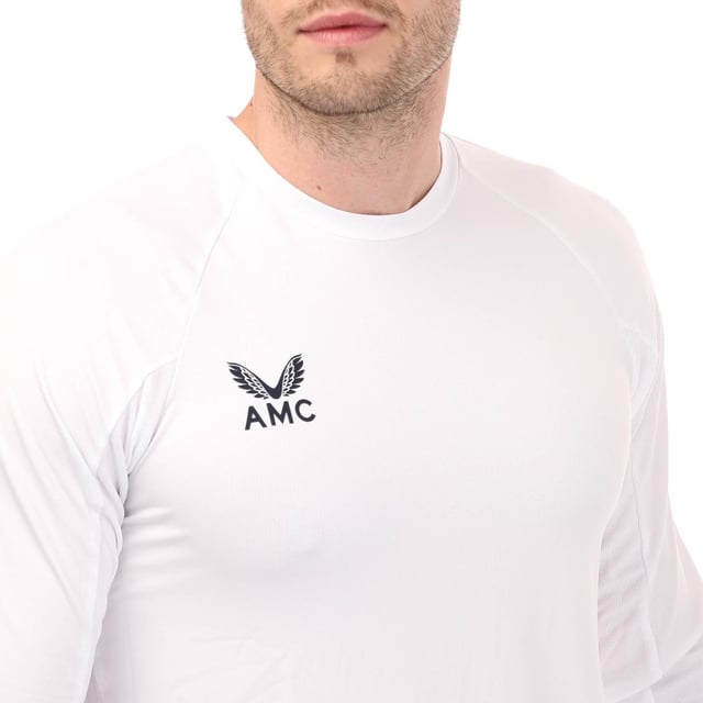 Men's Castore Long Sleeve Performance T-Shirt in White Navy
