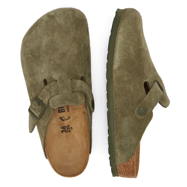 Birkenstock Boston Suede-Leather Thyme Green Clogs