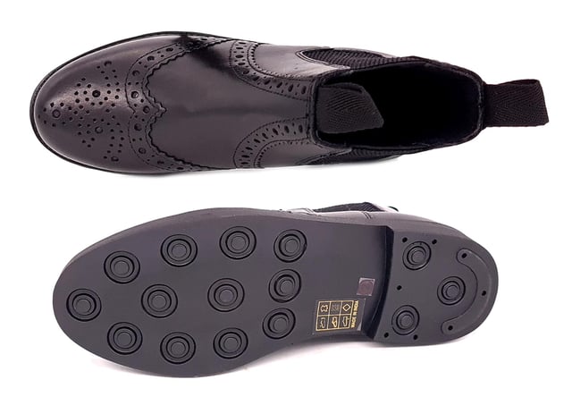 Frank James Cheltenham Black Leather Junior Brogue Chelsea Boots