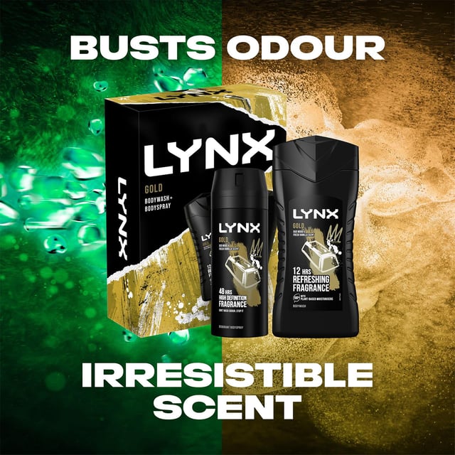 Lynx Gold Body Wash 225ml & Body Spray 150ml 2Pcs Gift Set for Him