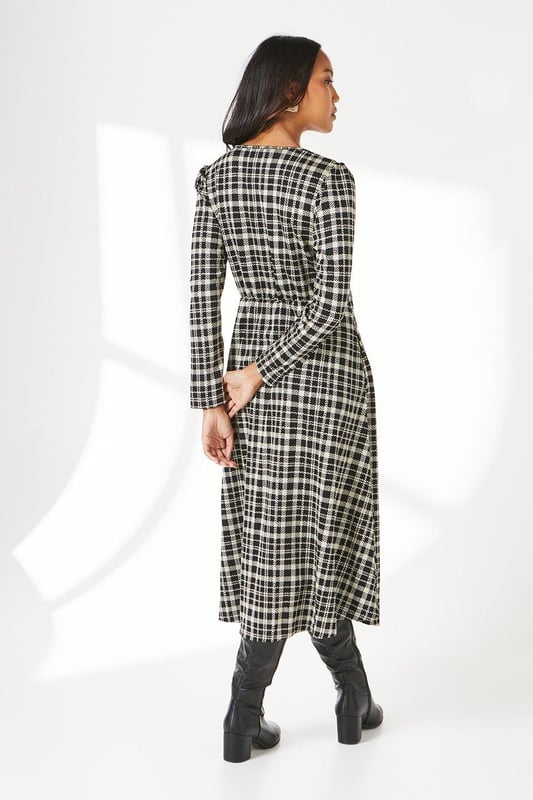 Mono Check Jacquard Wrap Dress
