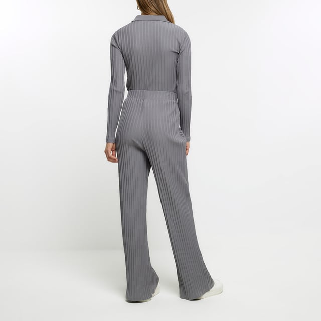 River Island Womens Wide Leg Trousers Grey Flared