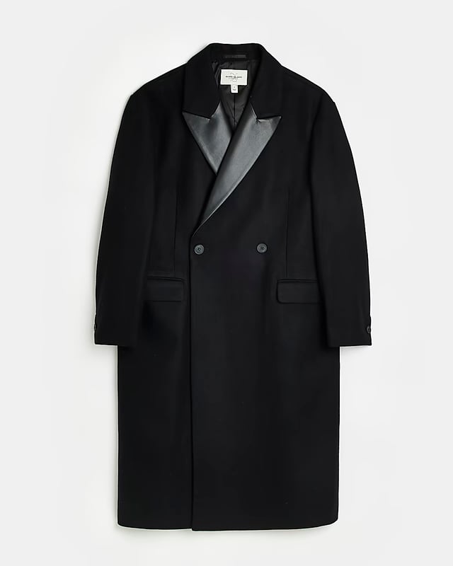River Island Mens Overcoat Jacket - Black