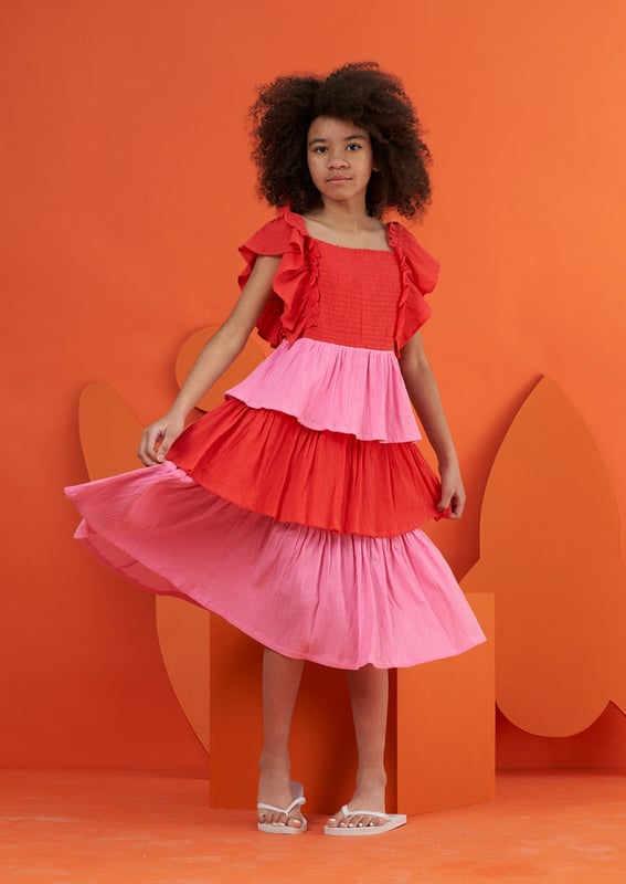 Cicely Colour Block Tiered Dress