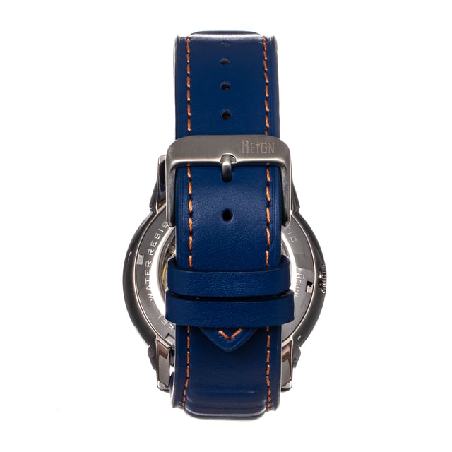 Reign Monterey Skeletonized Leather-Band Watch