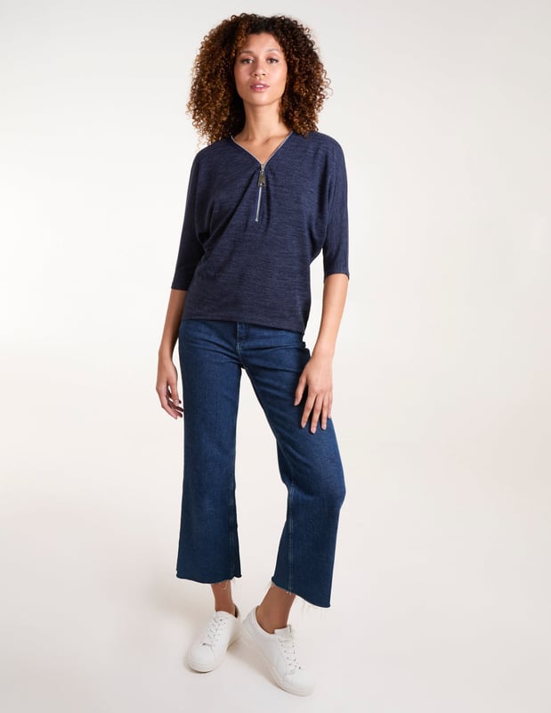Metallic Zip Front Top