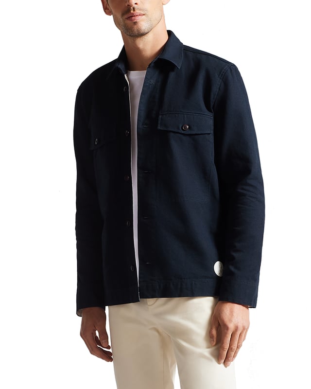 Ted Baker Harwich Long-Sleeved Canvas Shacket, Navy