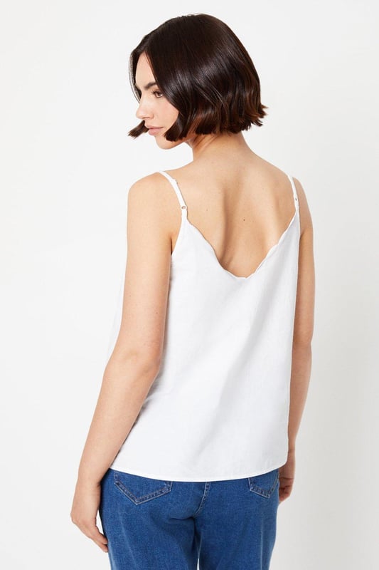 Cotton Poplin Embroidered Scallop Edge Cami