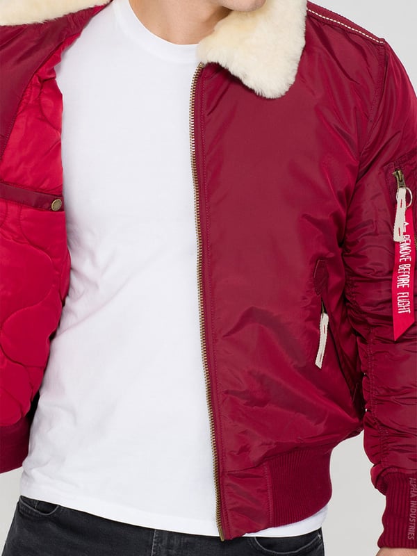 Alpha Industries Men's Injector III Flight Jacket in Burgundy
