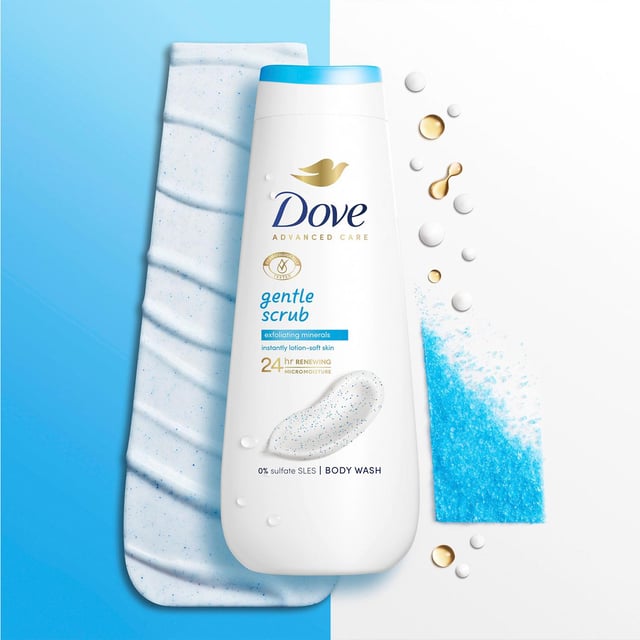Dove Advanced Care Body Wash Gentle Scrub 24H Renewing Micromoisture ...