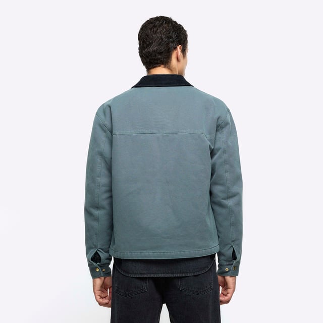 River Island Mens Jacket Washed Green Regular Fit Canvas