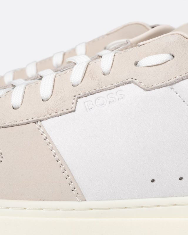 BOSS Orange Clint Mens Cupsole Lace-Up Trainers in Leather and Suede