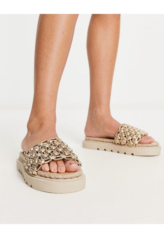 ASOS DESIGN Jupiter woven espadrille in gold