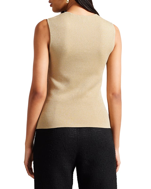 Ted Baker Vonyaa Fitted Knit Top With Sweetheart Neckline, Gold