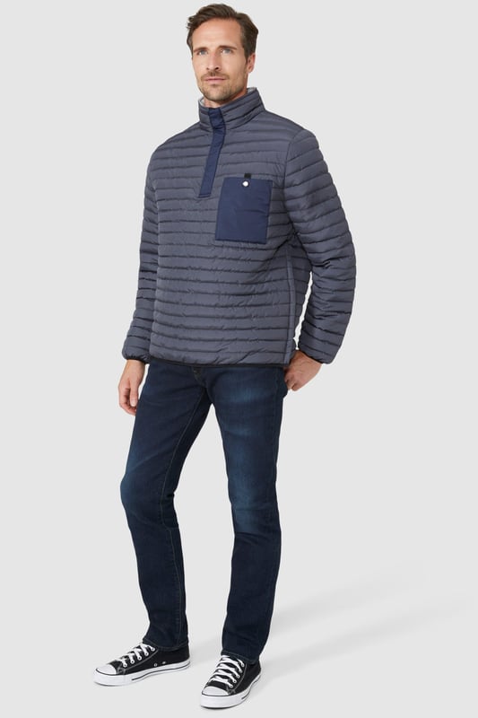 Horizontal Overhead Button Neck Jacket