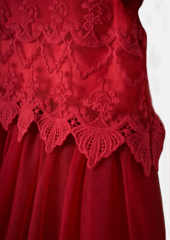 Lucy Lace Bodice Dress - Red