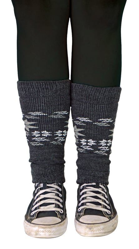 Sock Snob - 3 Pairs Multipack Leg Warmers for Women - Charcoal (Fairisle)