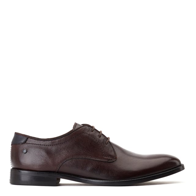 Base London Mens Bertie Burnished Brown Leather Derby Shoes