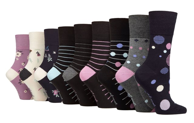 9 Pack Bamboo Socks Ladies | Gentle Grip | Extra Wide Soft Top Non ...