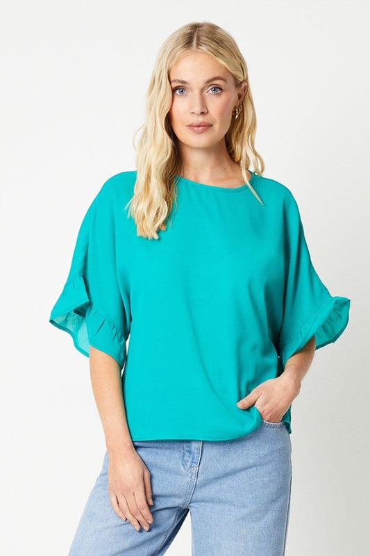 Petite Oversized Frill Cuff Top