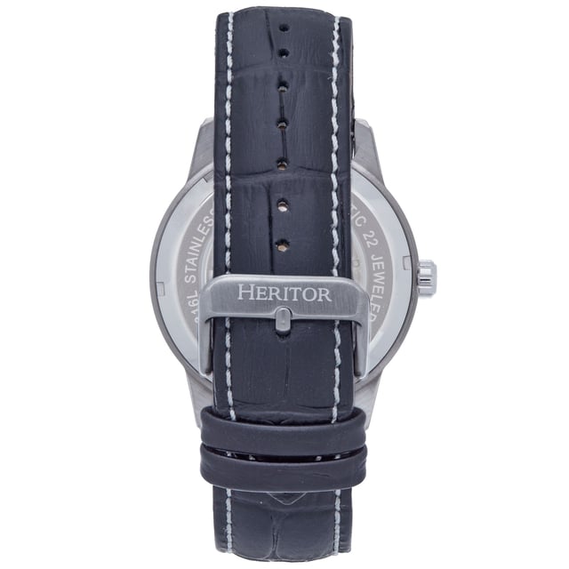 Heritor Automatic Davies Semi-Skeleton Leather-Band Watch