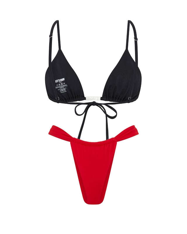Red Ruched Bikini Bottom