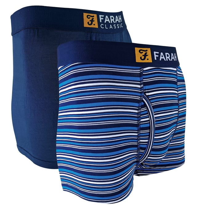 Farah - 2 Pack Mens Striped Patterned Natural Bamboo Trunks / Boxer ...