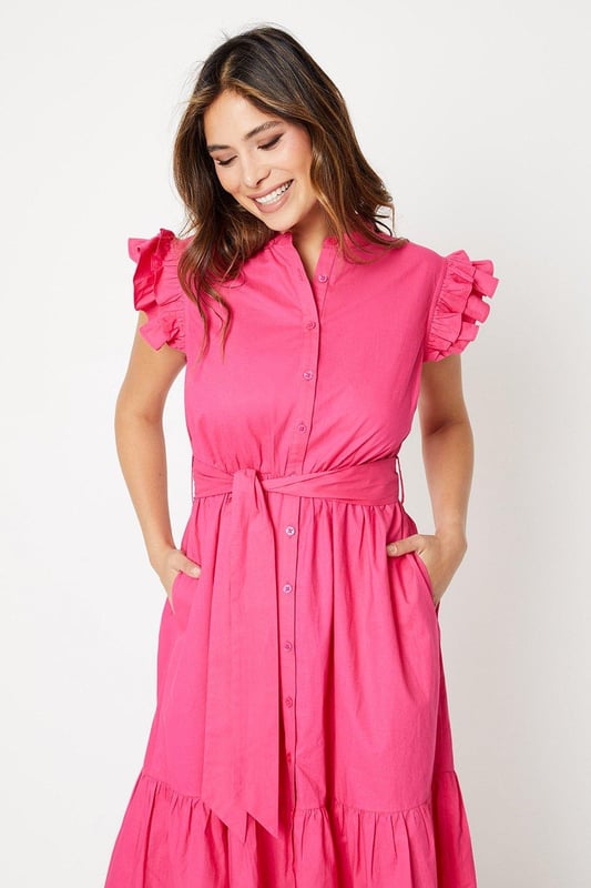 Ruffle Sleeve Midi Dress