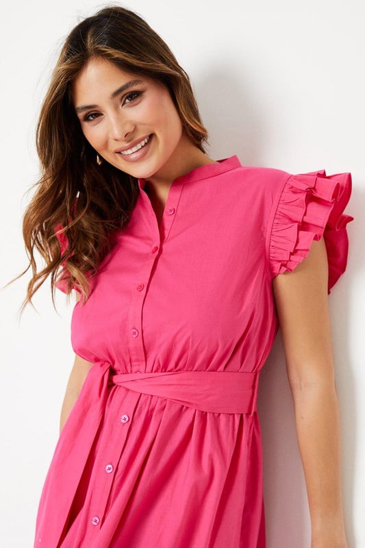 Ruffle Sleeve Midi Dress