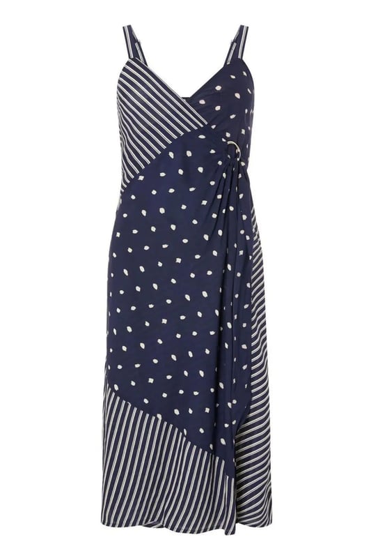 Navy Spot Wrap Dress