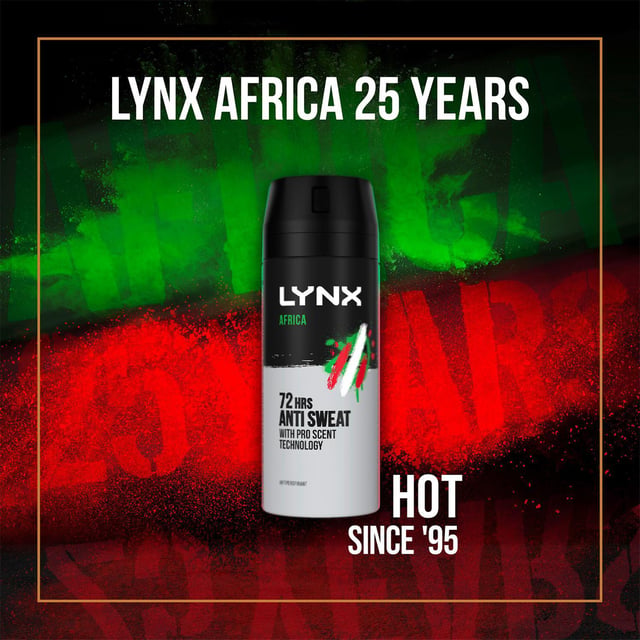 Lynx Africa 72 HRS Anti Sweat Anti-Perspirant Body Spray for Men, 6x150ml