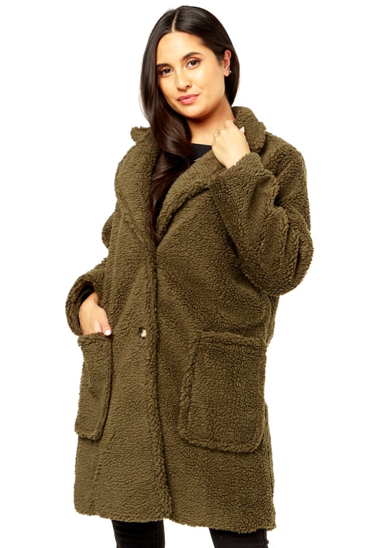 Faux Fur Longline Teddy Overcoat