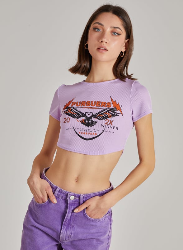 Cropped Ribbed Band Tee