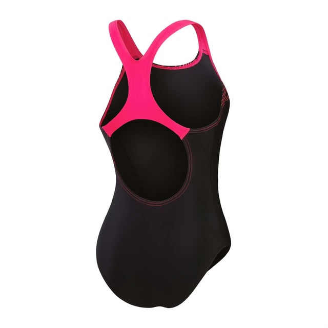 Women's Speedo Medley Logo Medalist Swimsuit in Black-Pink