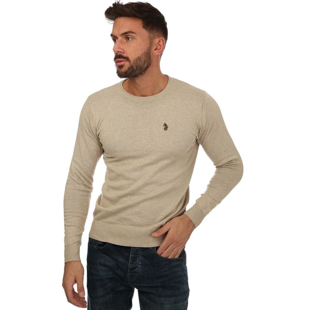Men's Luke 1977 Gerard 3 Knit Jumper in Stone