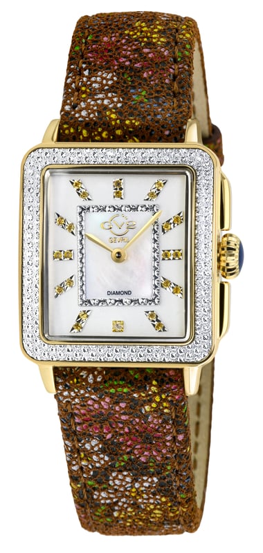 GV2 Womens Padova Gemstone 12339F Leather Swiss Quartz Watch