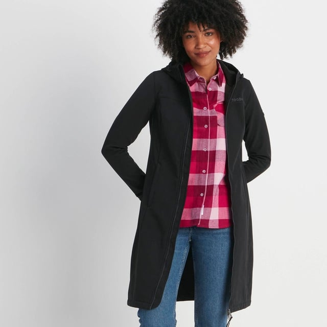 Marina Womens Extra Long Softshell Jacket Black