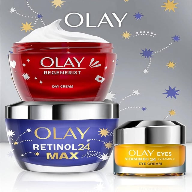 Olay Eye Cream, Retinol Night Cream & Regenerist Day Cream Gift Set for ...