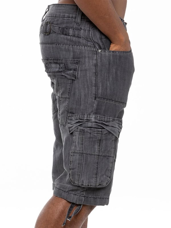 Enzo Mens Cargo Combat Denim Shorts